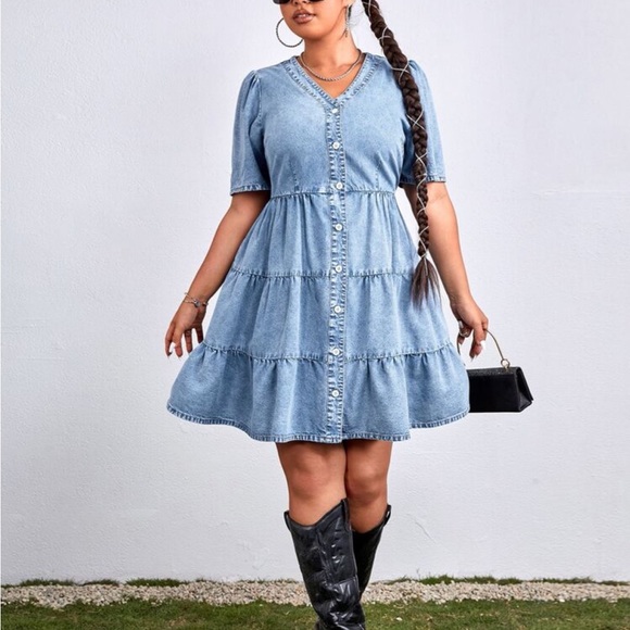 Dresses Plus Size Denim Button Down Shirt Dress Poshmark